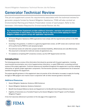 Fillable Online Generator Technical Review. Hazard Mitigation ...
