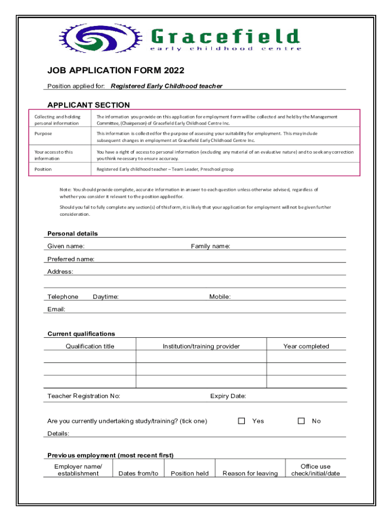 Fillable Online Job Application form Fax Email Print - pdfFiller