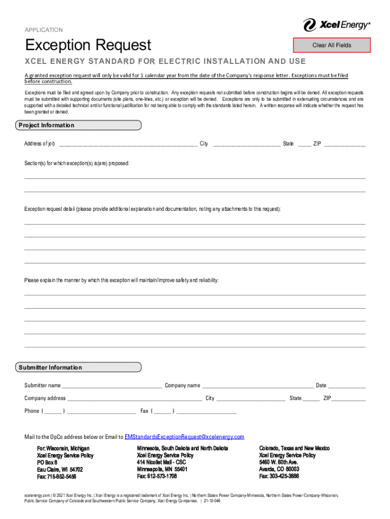 Fillable Online Standard - Xcel EnergyIT / Information Security Exception Request ProcessIT ...