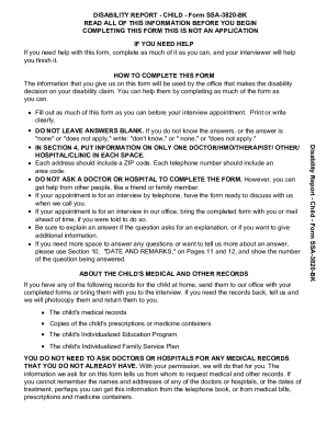 Fillable Online fill.ioSsa-3820-Disability-Report---ChildFill - Free ...
