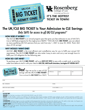 Fillable Online law uky The UK/CLE BIG TICKET Is Your Admission to CLE ...