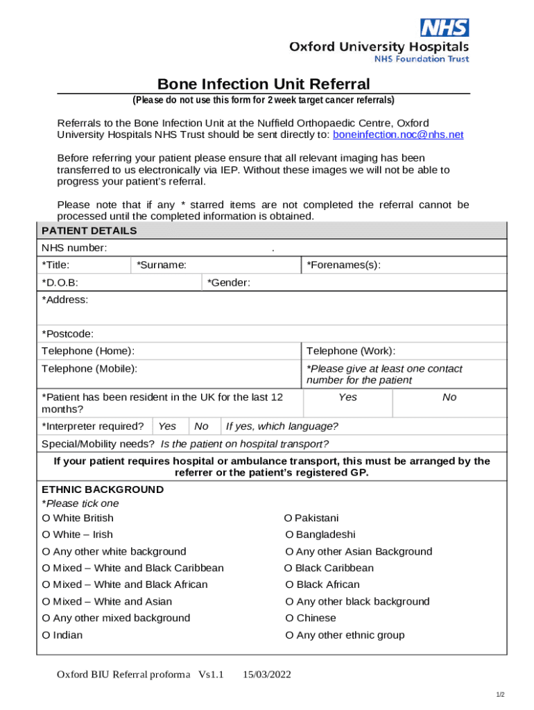 www.pdffiller.com428824403--Bone-Infection-UnitBone Infection Unit ...