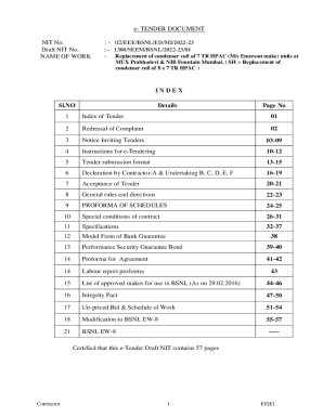 Fillable Online e- TENDER DOCUMENT NIT No. Fax Email Print - pdfFiller