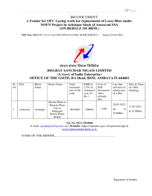 Fillable Online BID DOCUMENT e-Tender for OFC Laying work for ... Fax ...