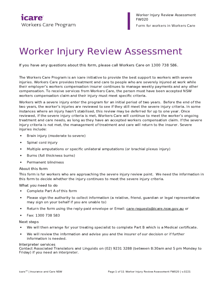 Worker Injury Review Assessment. icare Media Brief Doc Template | pdfFiller