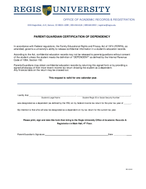 Fillable Online RU Certificate of Dependency.doc Fax Email Print ...