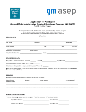 Fillable Online www.alamo.eduautomotive-technologygm-asepGeneral Motors Automotive Service ...