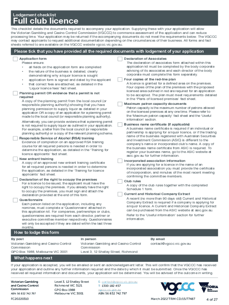 Fillable Online www.vgccc.vic.gov.ausitesdefaultFull club licence ...