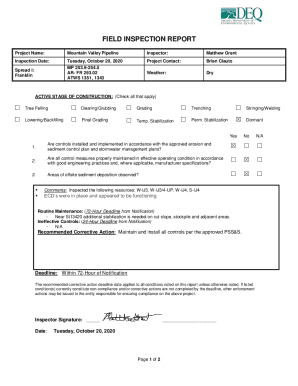 Fillable Online www.deq.virginia.govhomeshowdocumentFIELD INSPECTION ...
