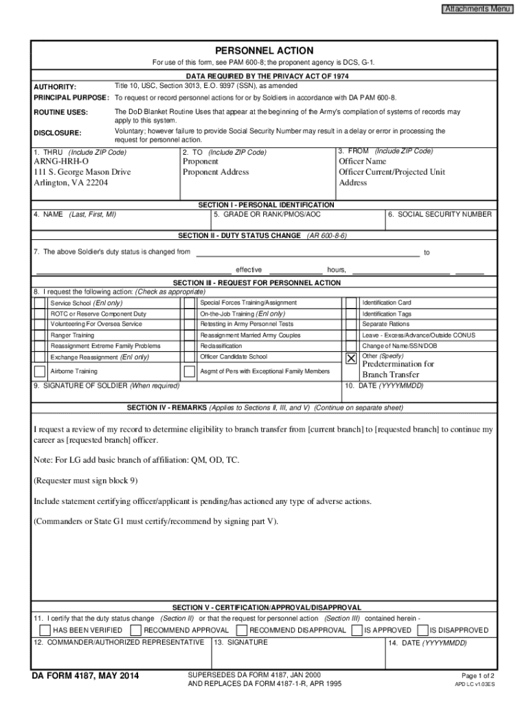 Fillable Online www.coursehero.comfile44901834New DA Form 4187.pdf ...
