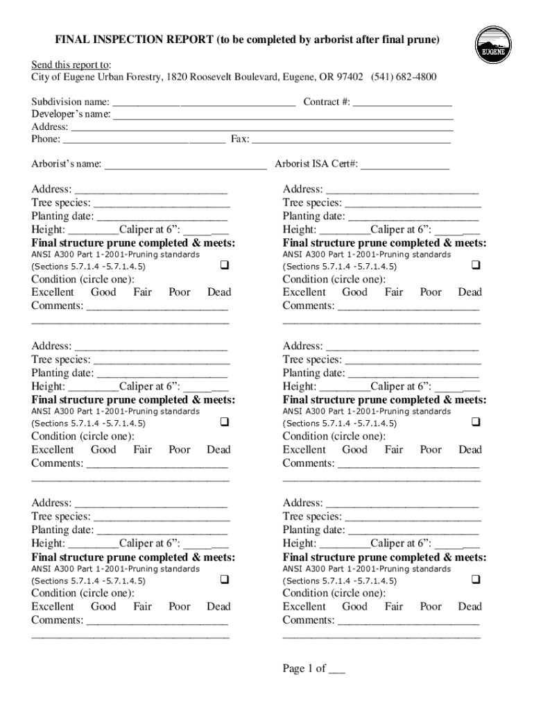 Fillable Online www.eugene-or.govDocumentCenterViewFINAL INSPECTION ...