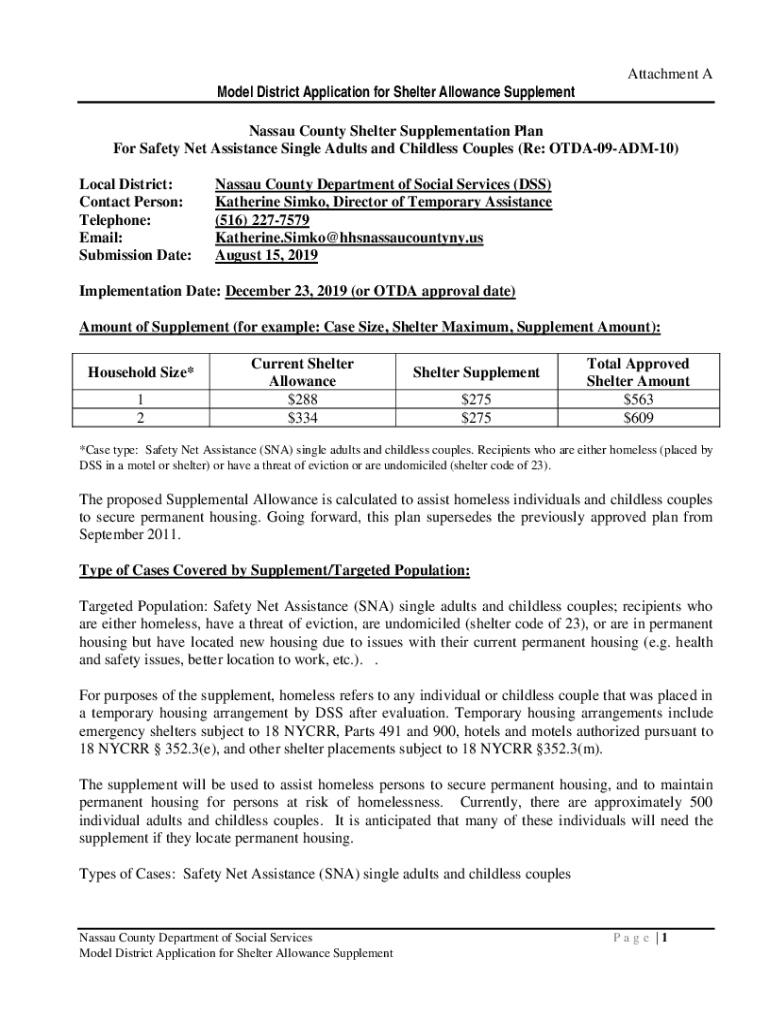 Fillable Online Model District Application for Shelter Allowance ...