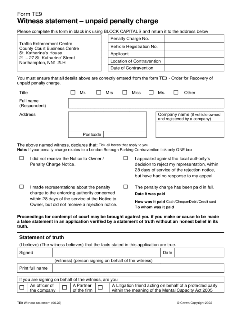 Fillable Online assets.publishing.service.gov.ukgovernmentTE9 - Witness ...
