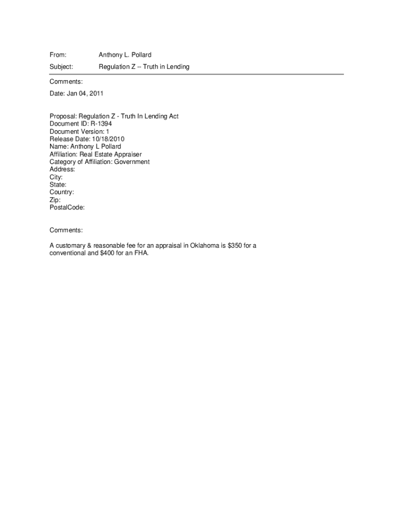 Fillable Online www.federalreserve.govSECRS2011From: Anthony L. Pollard ...