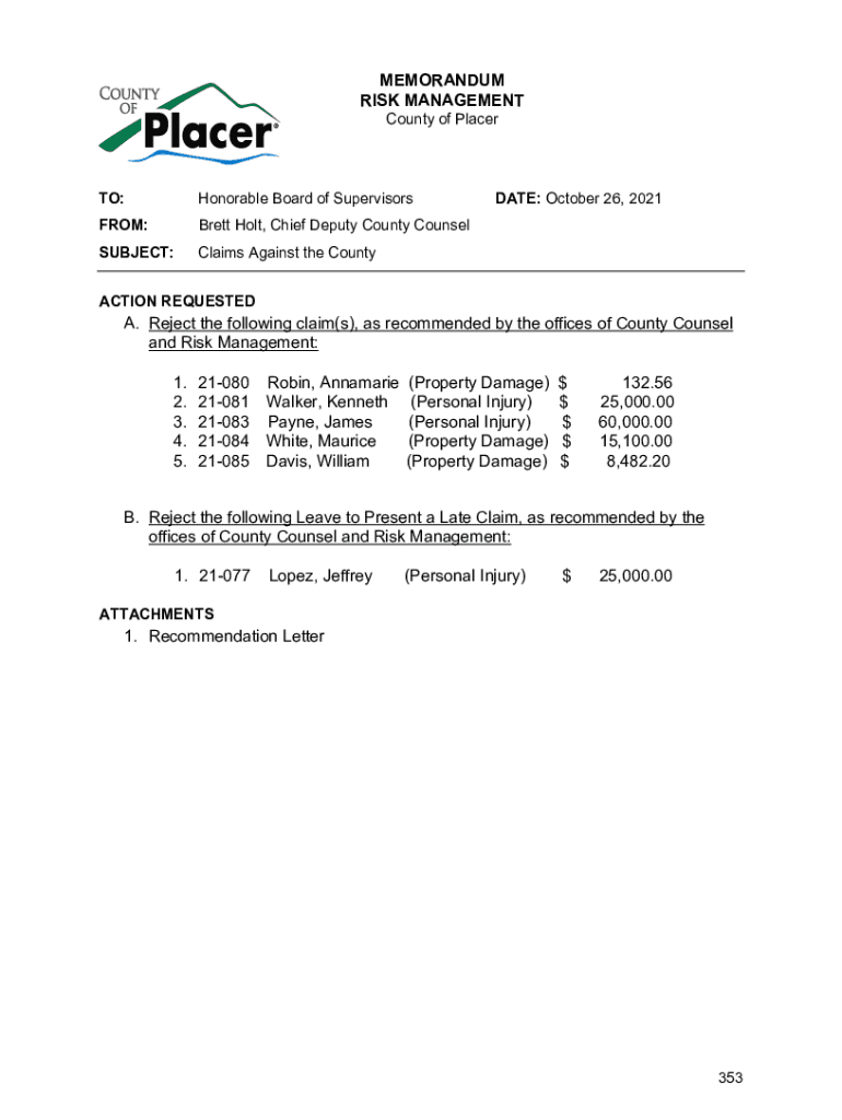 Fillable Online www.placer.ca.gov DocumentCenter ViewMEMORANDUM PUBLIC WORKS ENVIRONMENTAL ...