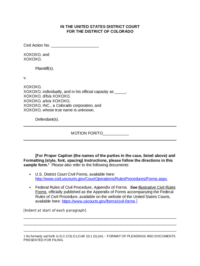 www.cod.uscourts.gov/Portals/0/Documents/s/Civ... Doc Template | pdfFiller