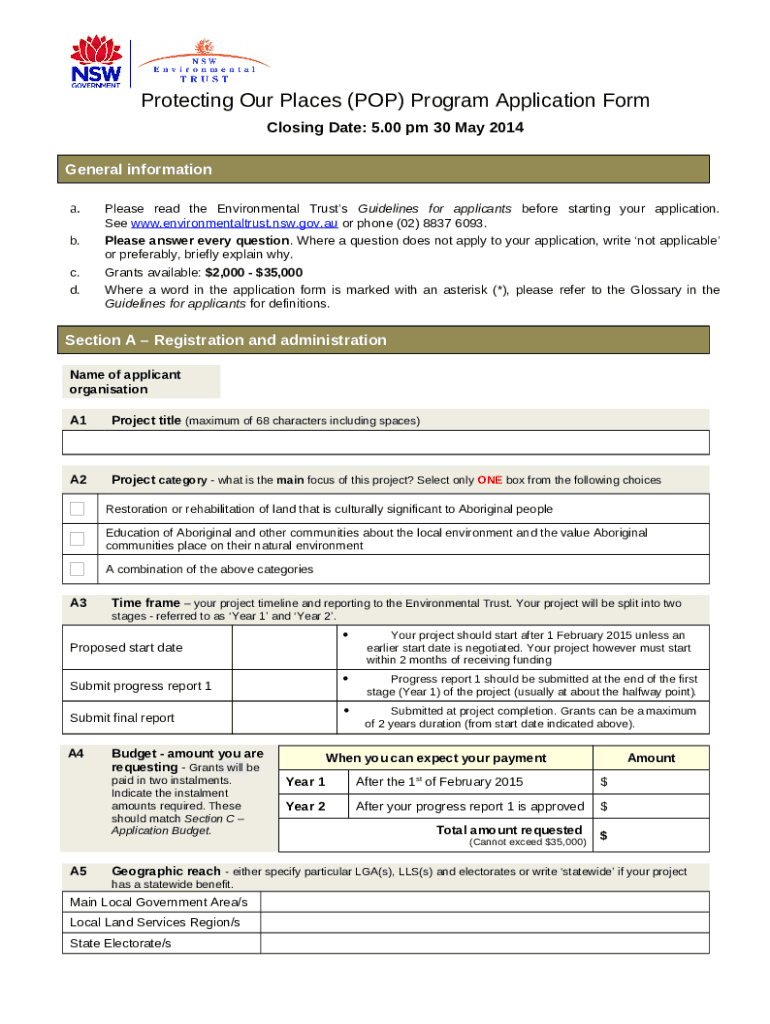 2014 Protecting our Places Application . Application - Protecting our ...