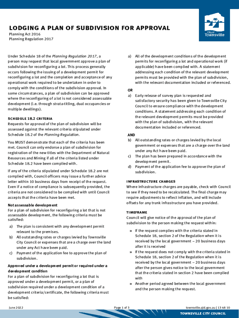 Fillable Online www.townsville.qld.gov.audataassetslodging a plan of ...