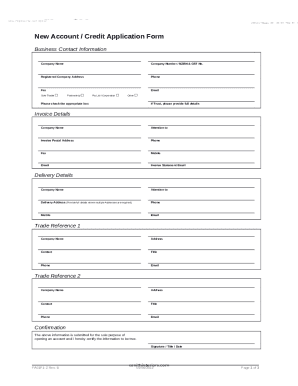 Zenith Templates. New Account / Credit Application Doc Template | pdfFiller