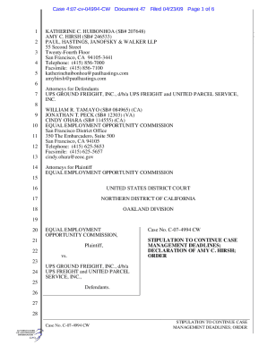 Fillable Online Proposed Order Re Stipulation to Extend Case Management Deadlines Fax Email ...