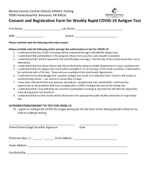 Fillable Online PDF Consent and Registration Form for Weekly Rapid ...