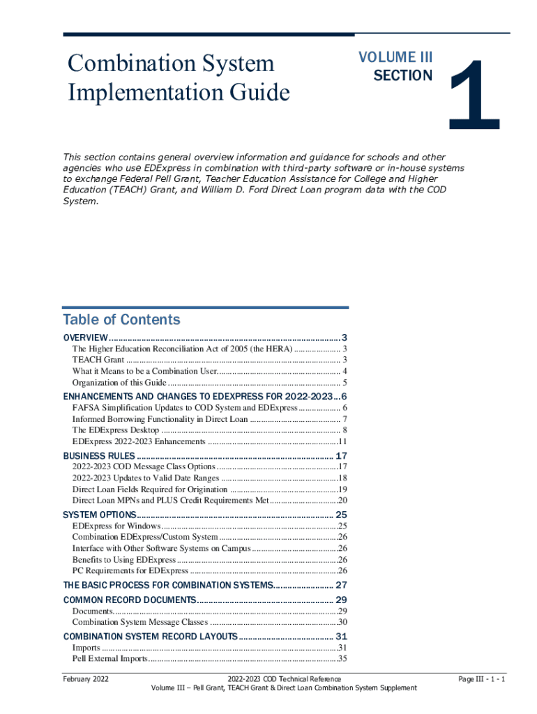 Fillable Online 2022-2023 COD Technical Reference, Volume III, Section ...