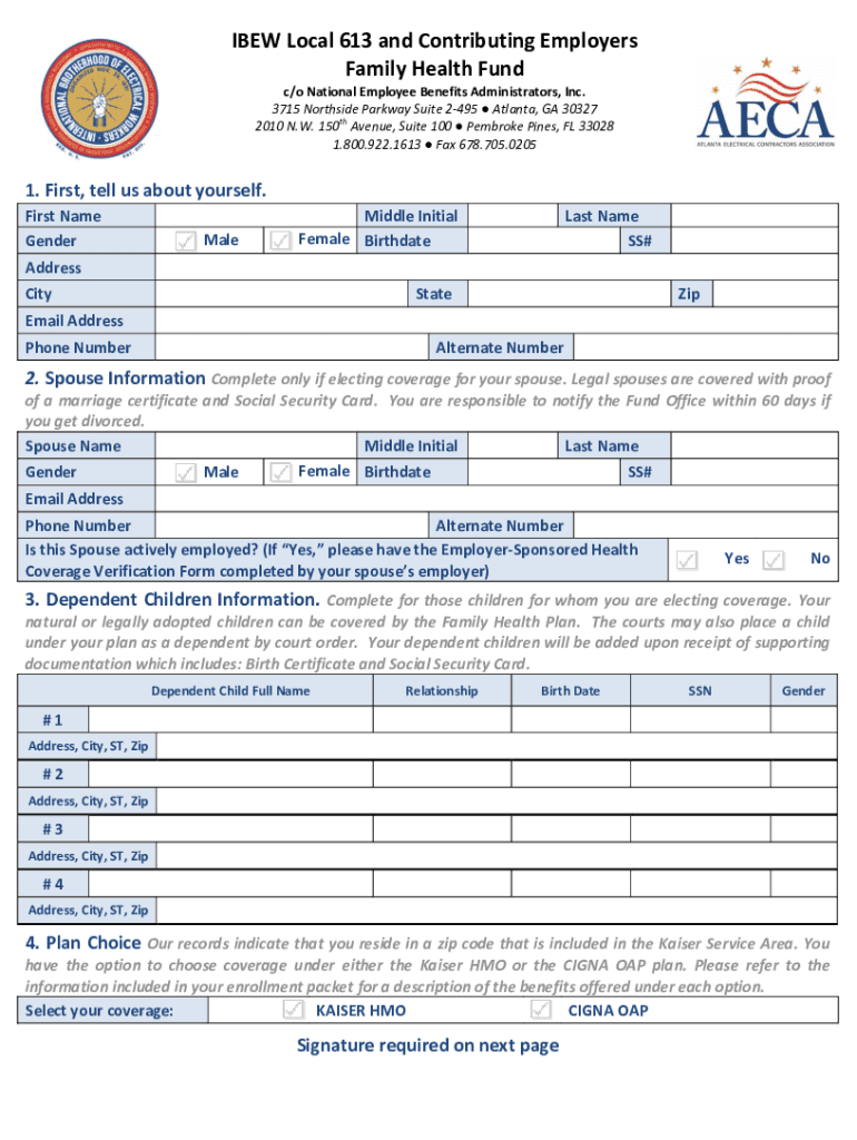 Fillable Online IBEW Local 613 Fringe Benefit Funds - NEBA Online ...
