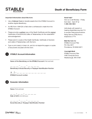 Fillable Online Death of Beneficiary Form. Death of Beneficiary Form ...