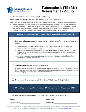 Fillable Online www.health.pa.govtopicsDocumentsTuberculosis (TB) Risk ...