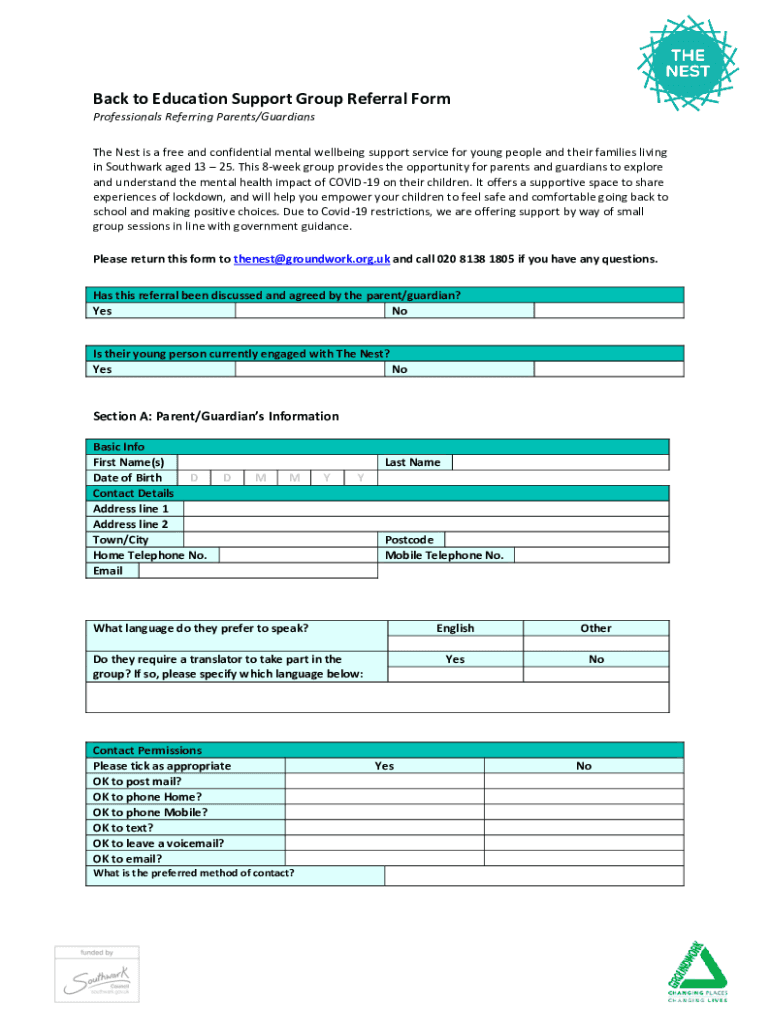 Fillable Online www.southwark.gov.ukassetsattachBack to Education ...