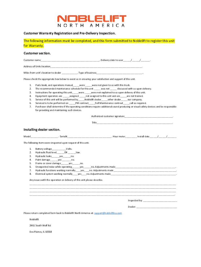 Fillable Online PDF Vehicle-Powered Truck Pre-Delivery Inspection ...