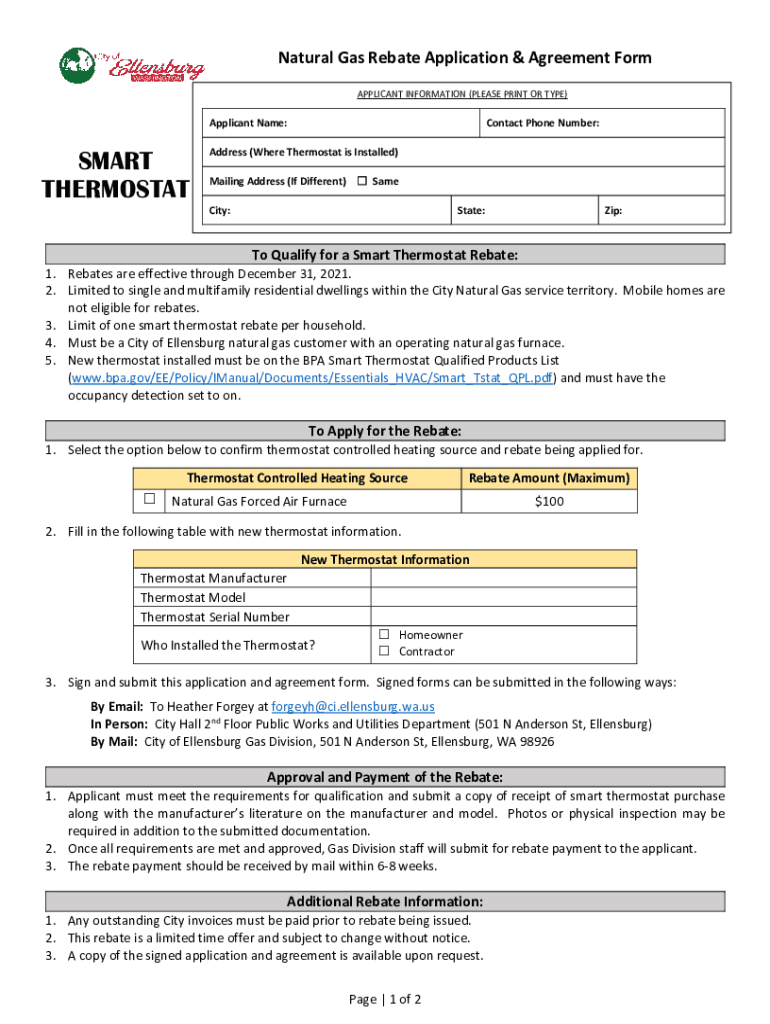 Fillable Online wa-ellensburg.civicplus.comDocumentCenterViewNatural Gas Rebate Application ...