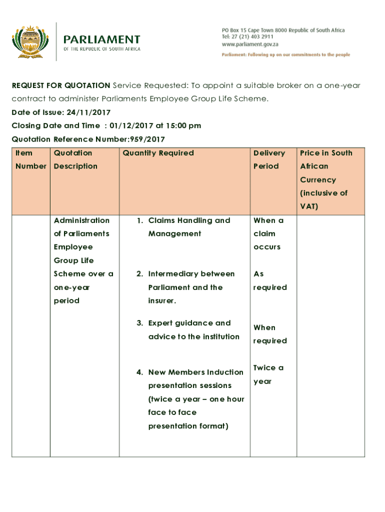Fillable Online Parliament of the Republic of South Africa - Parliament of South Africa Fax ...