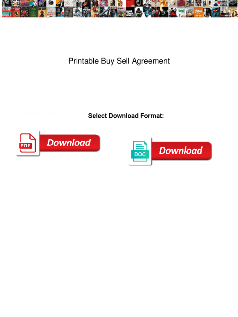 Fillable Online Printable Buy Sell Agreement. Printable Buy Sell ...