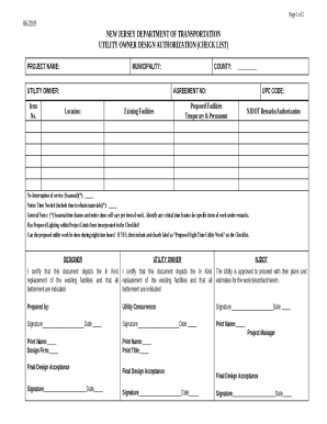 Utility Owner Design Authorization Checklist - State Doc Template ...