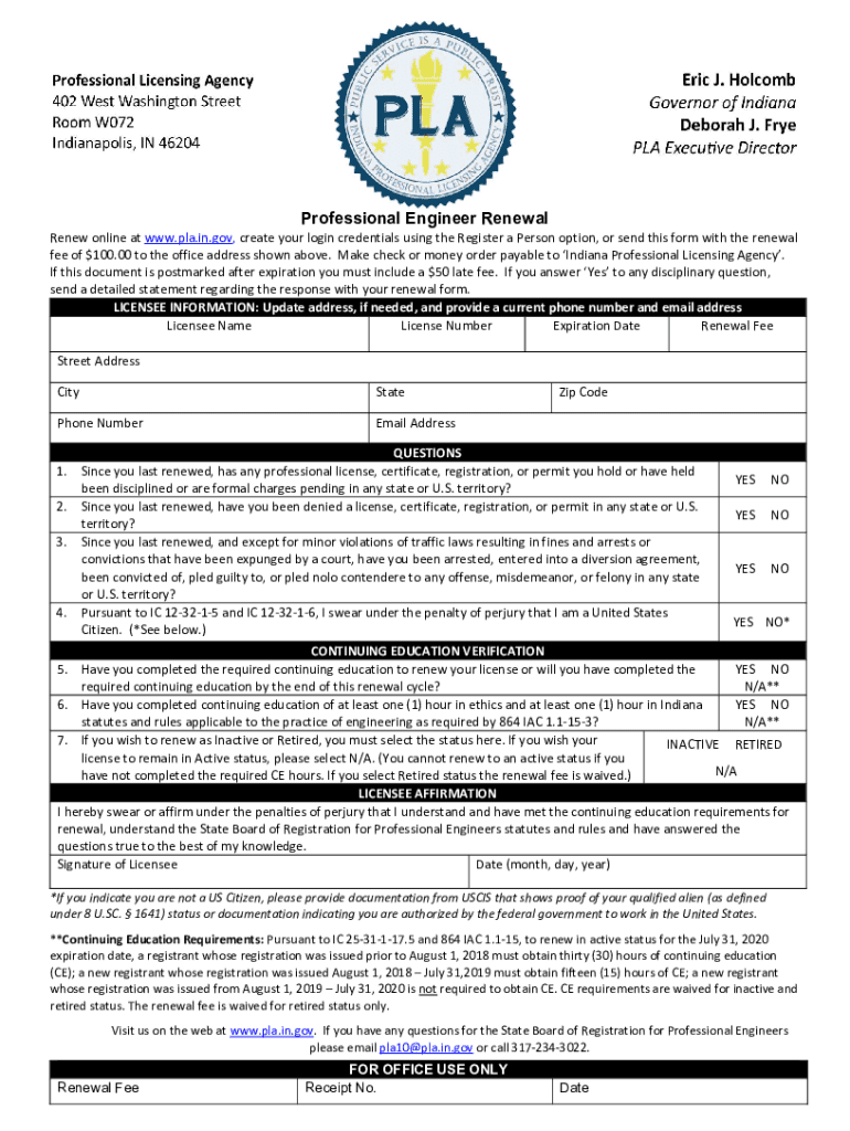 Fillable Online How can I renew my Professional License (PLA ...