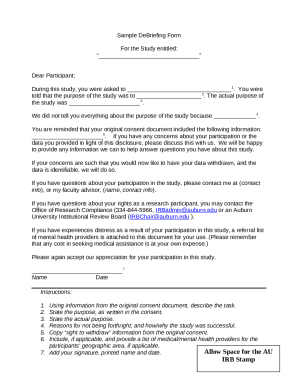 Sample DeBriefing Doc Template | pdfFiller