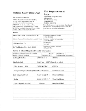 Fillable Online Definition of hazardous chemical and OSHA's MSDS ...