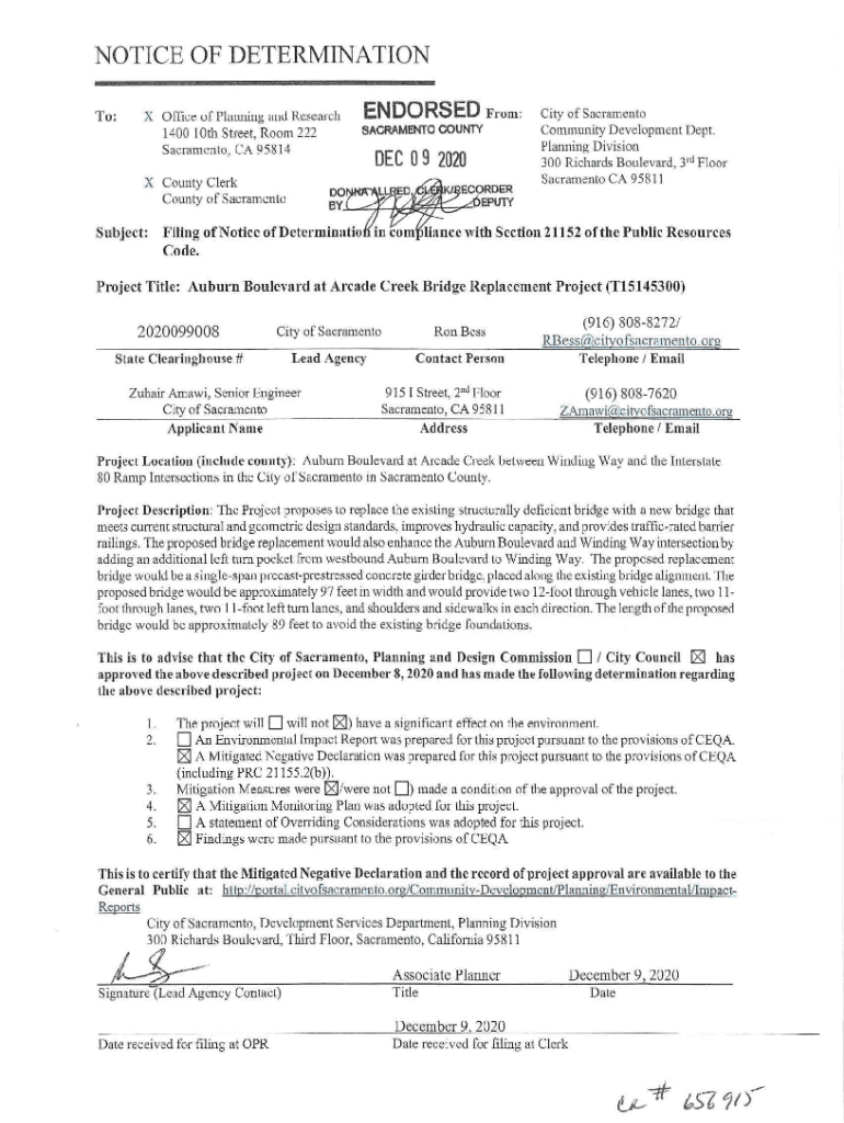 Fillable Online resources.ca.gov-mediaNOTICE OF DETERMINATION - resources.ca.gov Fax Email Print ...