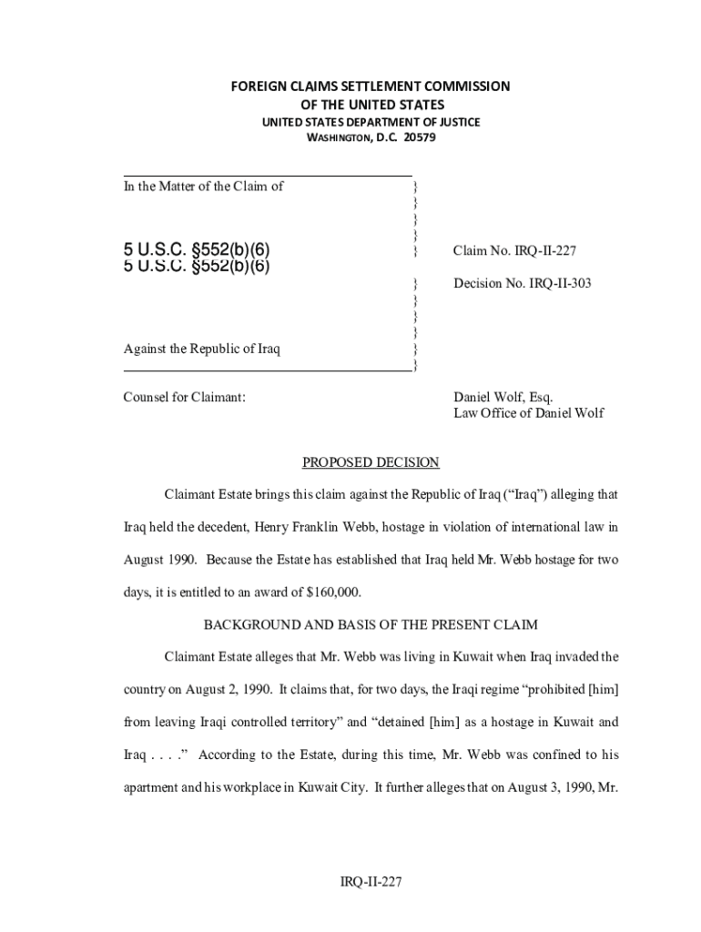 Fillable Online 5 U.S.C. 552(b)(6) 5 U.S.C. 552(b)(6) Fax Email Print ...