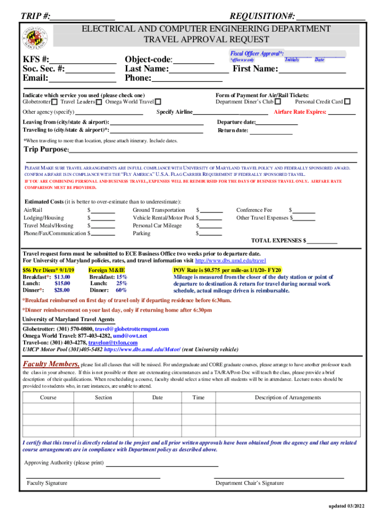 Fillable Online ece umd www.eng.mcmaster.cafield-trip-approval-formField Trip Approval ...