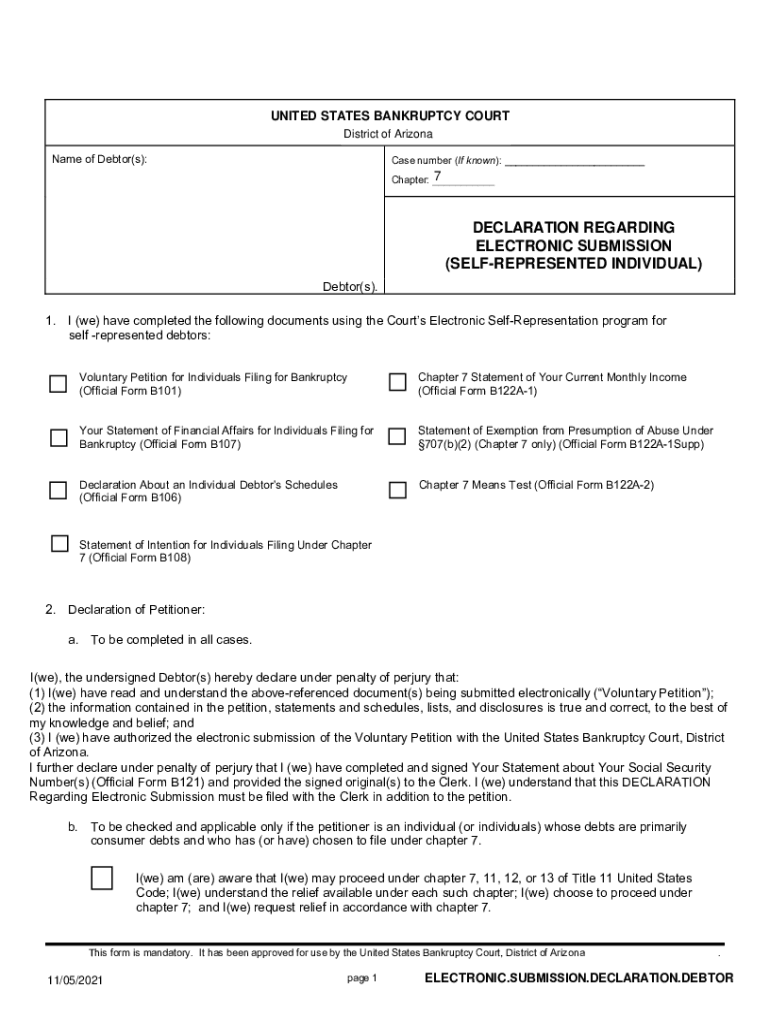 Fillable Online Declaration Regarding Electronic Filing Fax Email Print ...