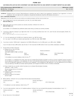 Fillable Online FORM ADV (Paper Version) - SECFORM ADV - SECForm ADV ...