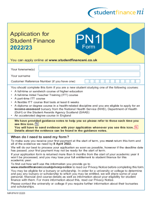 Fillable Online PN1 Form - Application for Student Finance 2022/23 ...