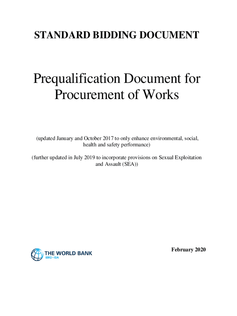 Fillable Online thedocs.worldbank.orgendocPrequalification Document for Procurement of Works ...