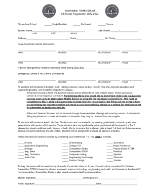 Fillable Online 5th Grade Registration Form Fax Email Print - pdfFiller