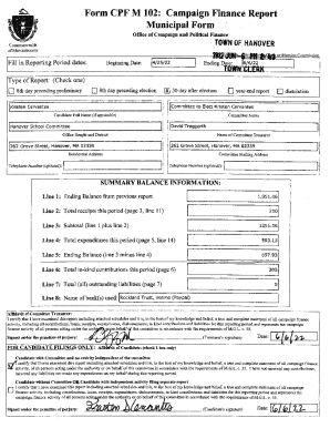 Fillable Online Form CPF M 102: Campaign Finance Report Municipal Form ...