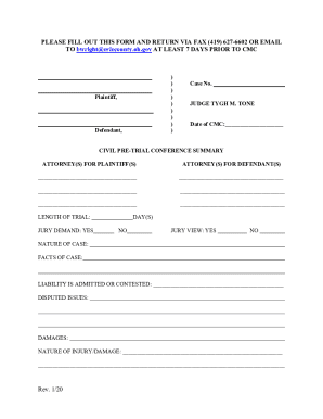 Fillable Online PLEASE FILL OUT THIS FORM AND RETURN TO JUDGE TONE ...