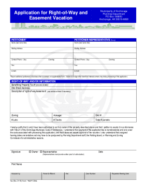 Fillable Online Application for Right-of-Way and Easement Vacation. Application form Fax Email ...