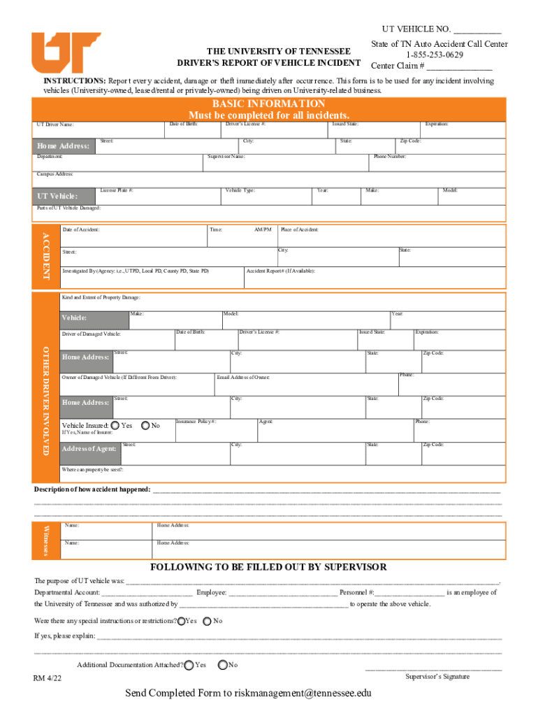 Fillable Online riskmanagement tennessee teaching.utk.eduwp-contentuploadsTHE UNIVERSITY OF ...